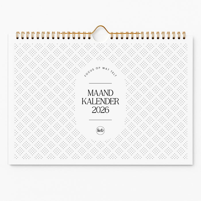 Maandkalender 2026 | A4 | met weeknummers | 15 pagina's | Luxe messing ...